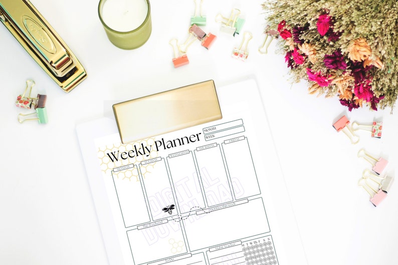 Blank Weekly Planner | Busy Bee | Digital Download | Habit Tracker | to ...