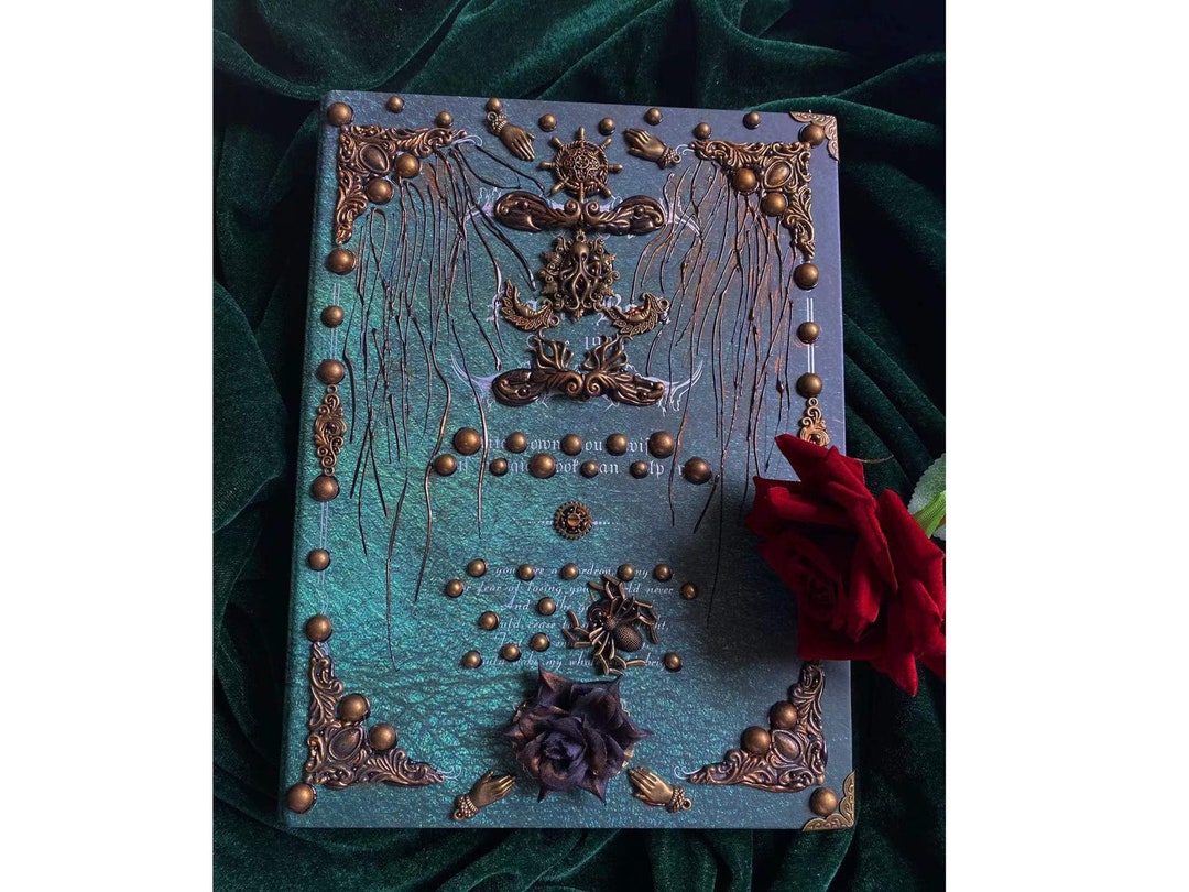 Punk Style Notebook Dark Green Diary Three-dimensional Pattern Magic ...