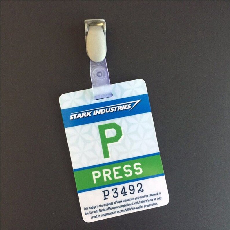 Iron Man Card Tony Stark Industries ID Badge Visitor Badge Security ...