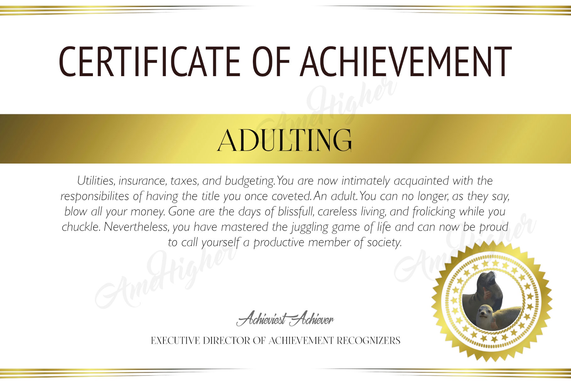 Adulting Certificate, Instant Download - Etsy