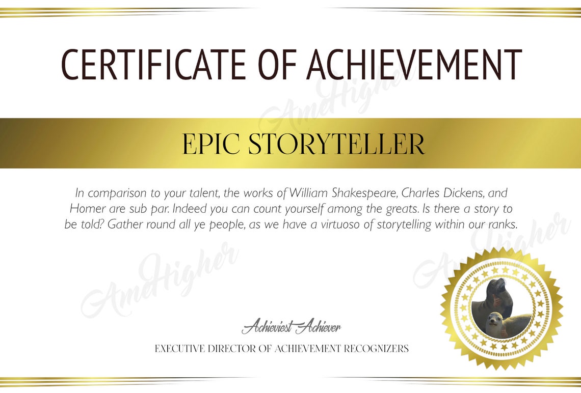 Epic Storyteller Certificate, Instant Download - Etsy