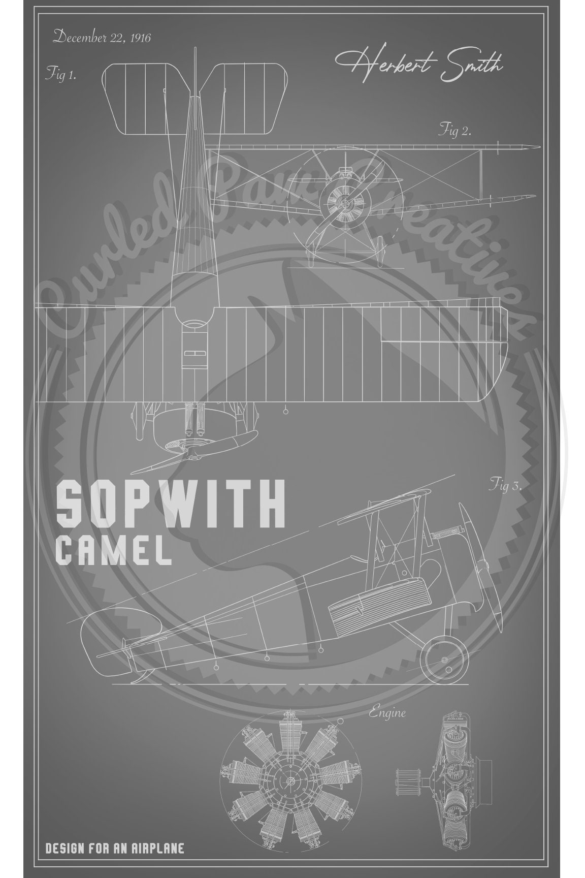 Sopwith Camel Blueprint Poster 11x18 Art Poster - by Wade Piche - Etsy