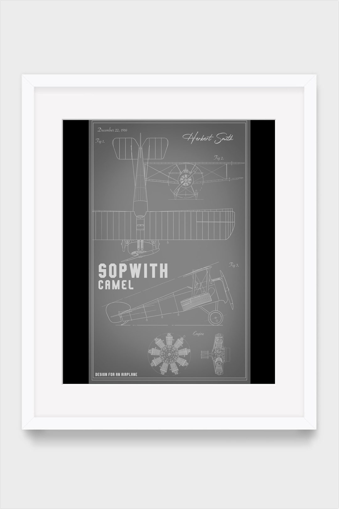 Sopwith Camel Blueprint Poster 11x18 Art Poster - by Wade Piche - Etsy
