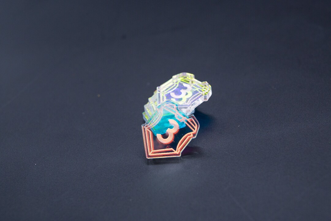 Iridescent Acrylic 3 Damage Counter TCG Token Set - Etsy