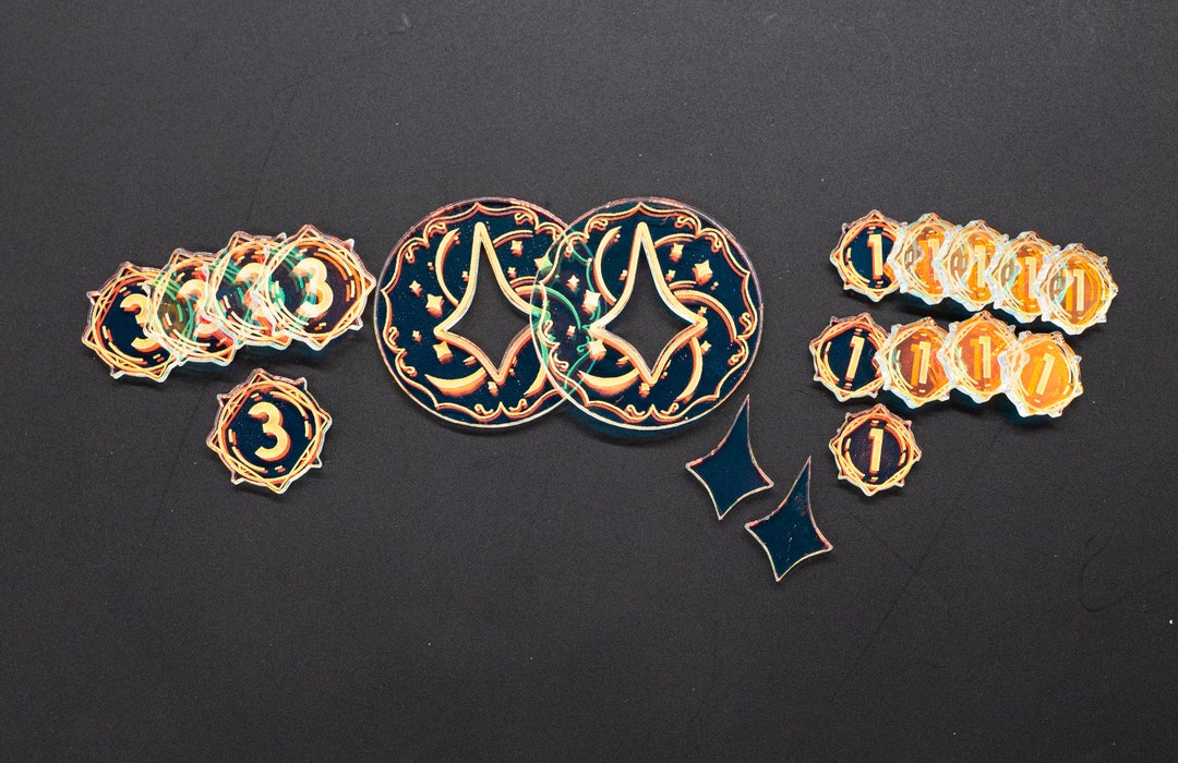Iridescent Acrylic Lore and Power Counter and Trackers TCG Token Set - Etsy