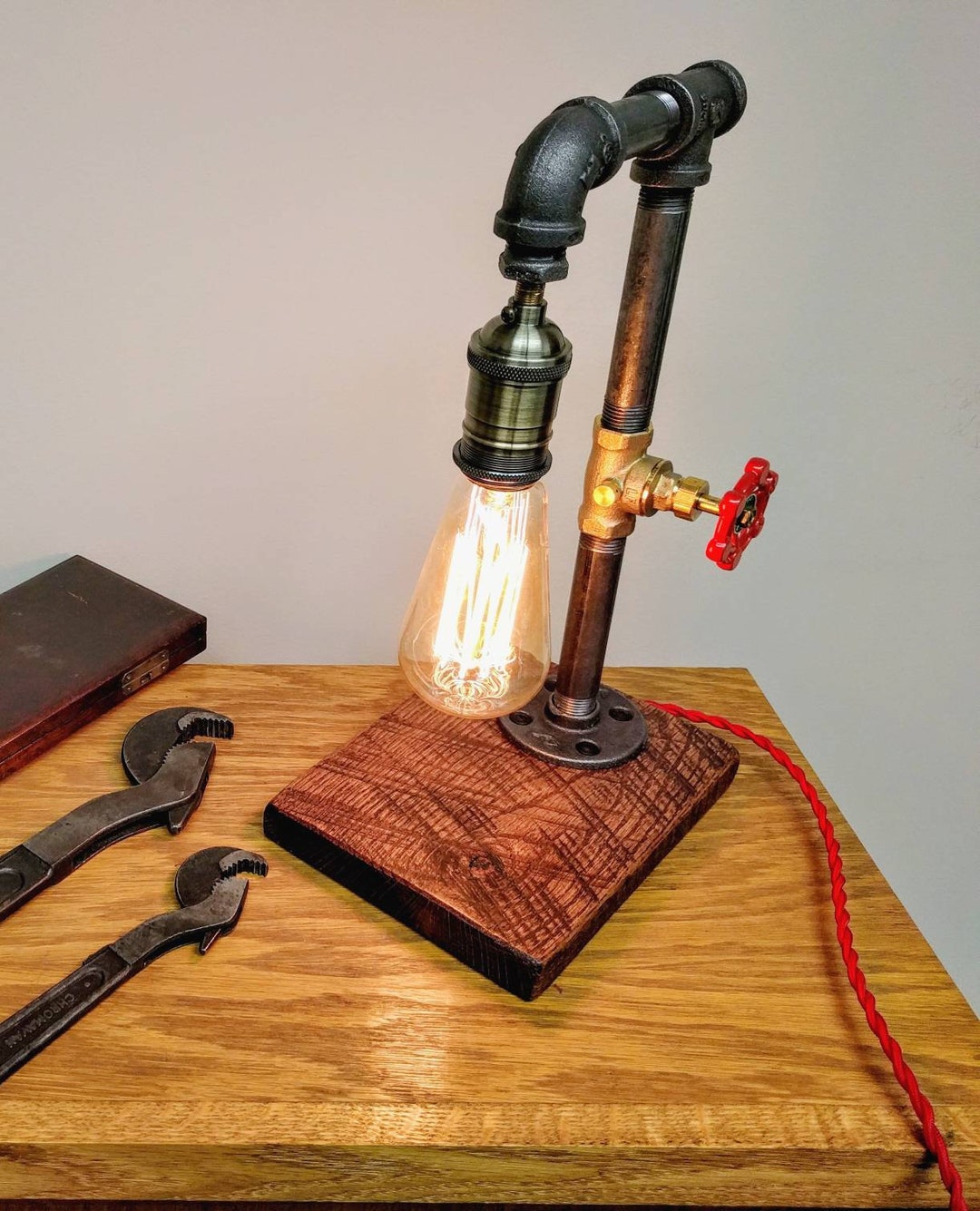 Industrial Design Pipe Desk Lamp - Valve Switch - Etsy