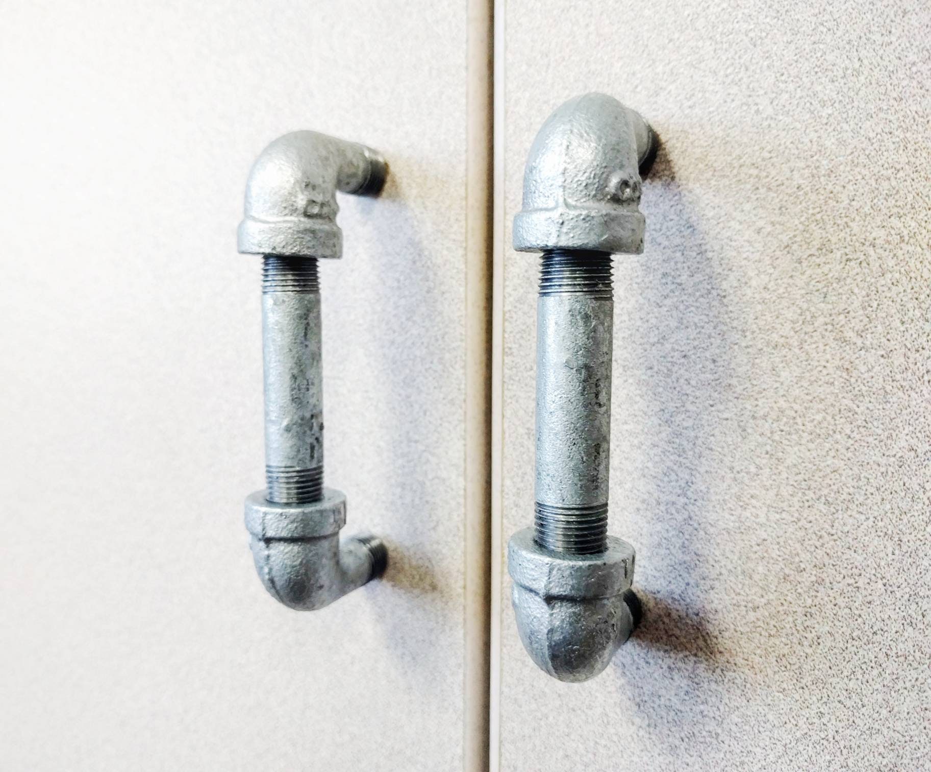 Cabinet Pulls - Industrial Drawer Handles - Galvanized Grey Pipe - Etsy