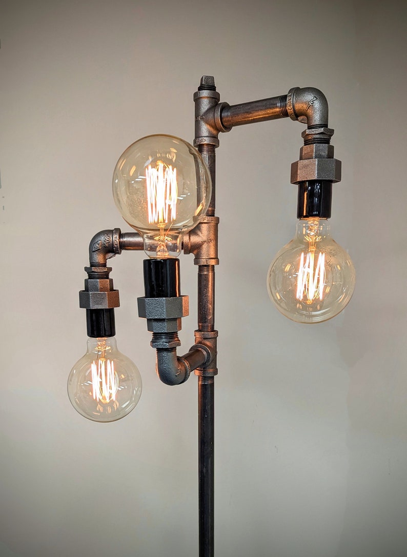 Industrial Pipe Standing Light - Edison Floor Lamp - Valve Switch Lamp ...