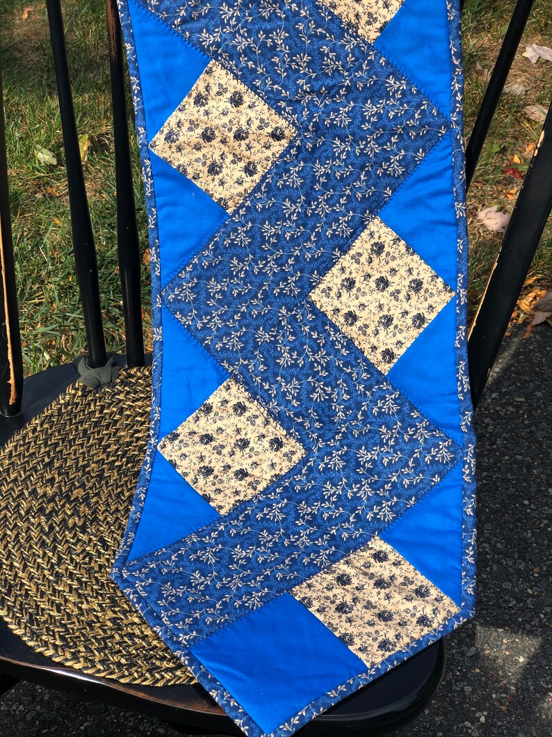 Table Runner - Blue Zig Zag Quilted Table Runner - #QR-35 - Etsy