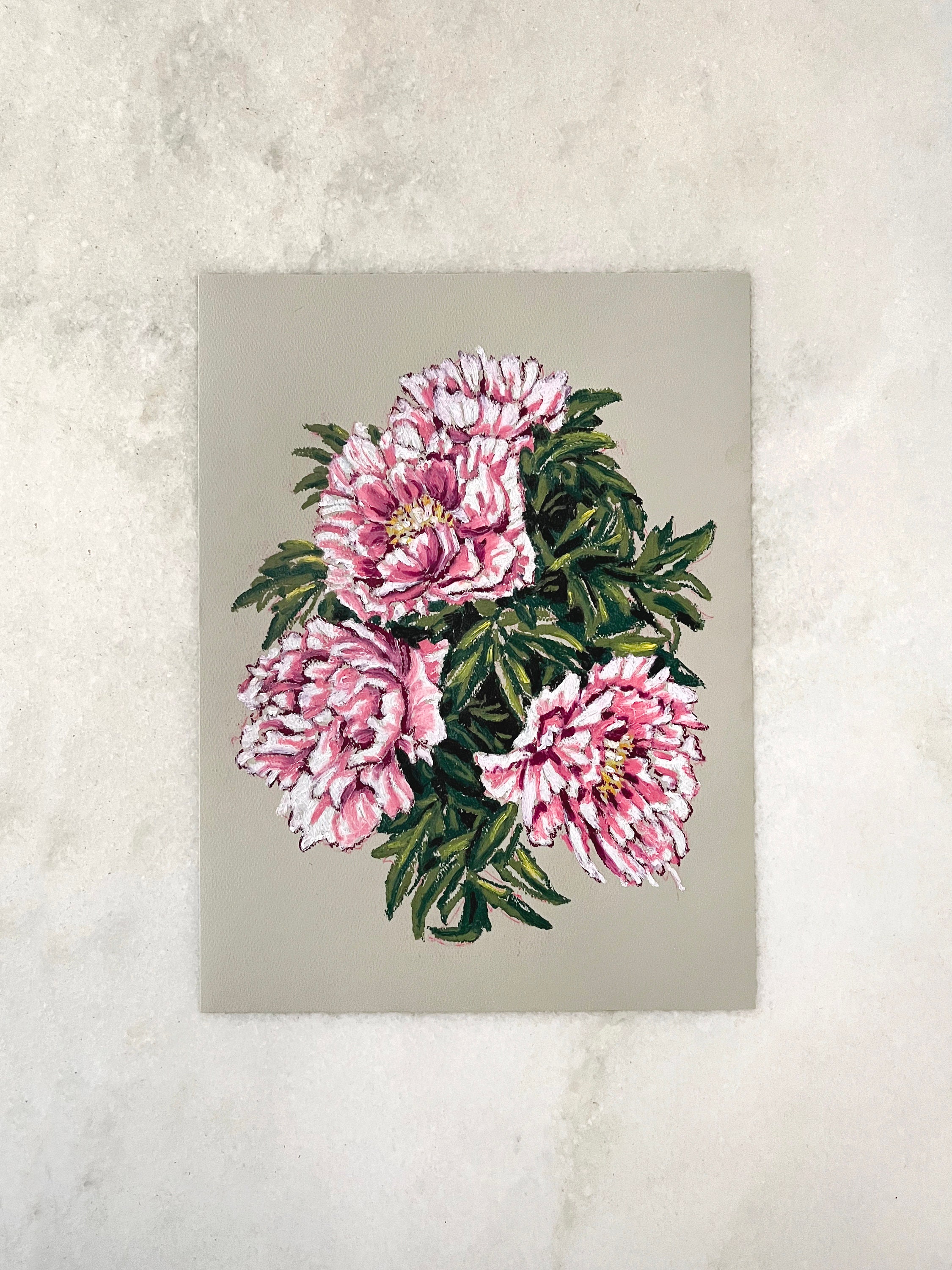 Peonies Oil Pastel Drawing - Etsy