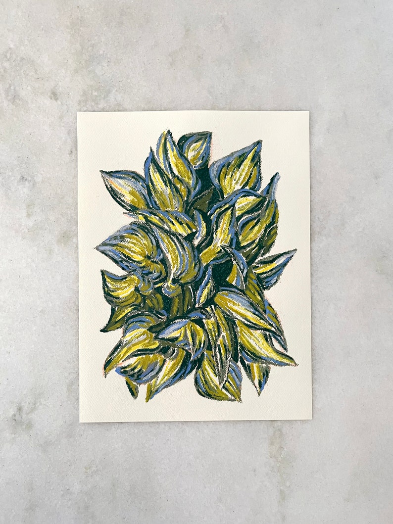 Hostas Oil Pastel Drawing - Etsy
