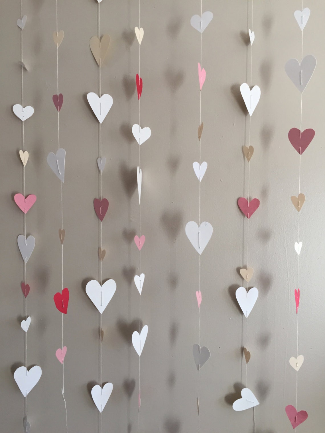 Paper Heart Garland on a string for decoration or back drops | Etsy