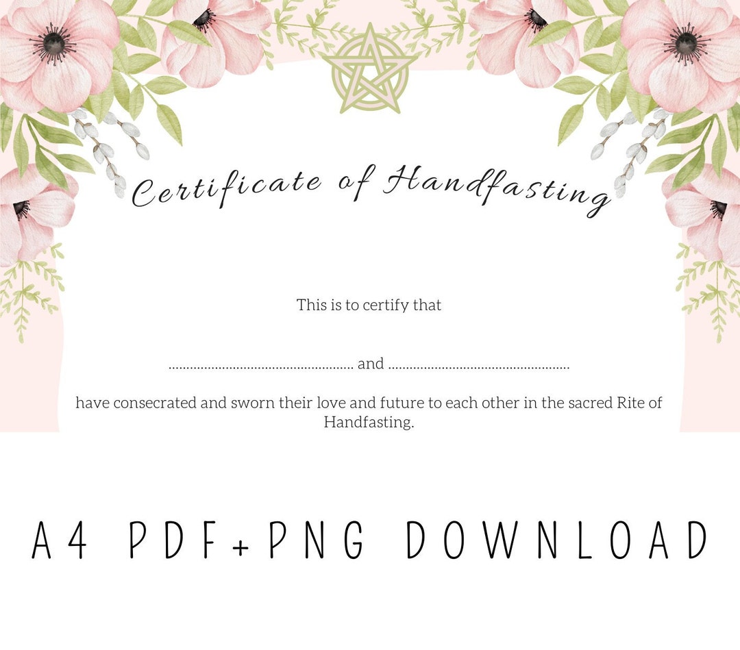 Romantic Handfasting Certificate With Flowers | Bride and Bride ...