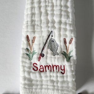 Fishing Personalized Baby Burp Cloths, Monogram, Embroidered, Baby Girl ...