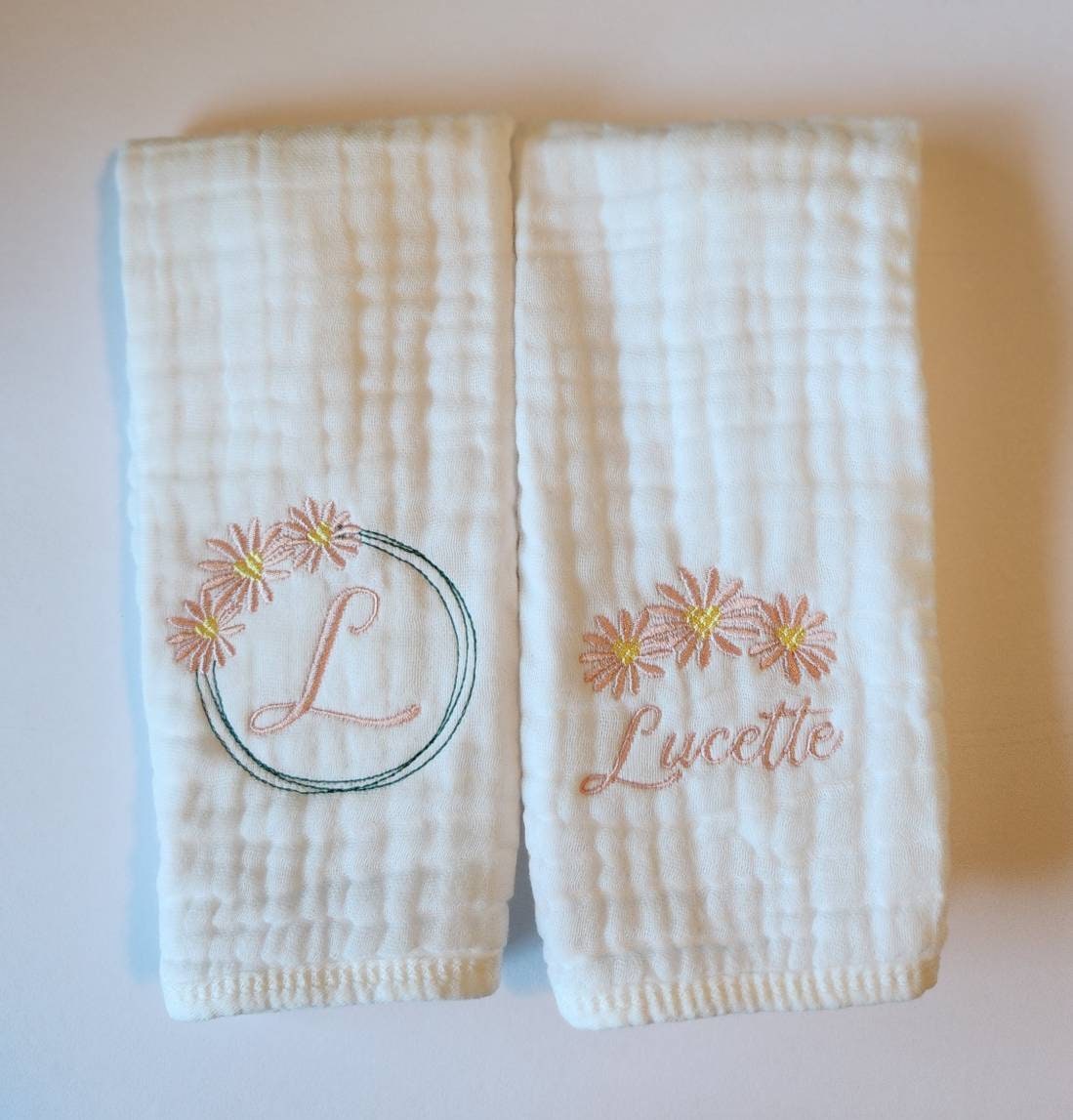 Daisy Personalized Baby Burp Cloths, 1 or Set of 2, Monogram ...