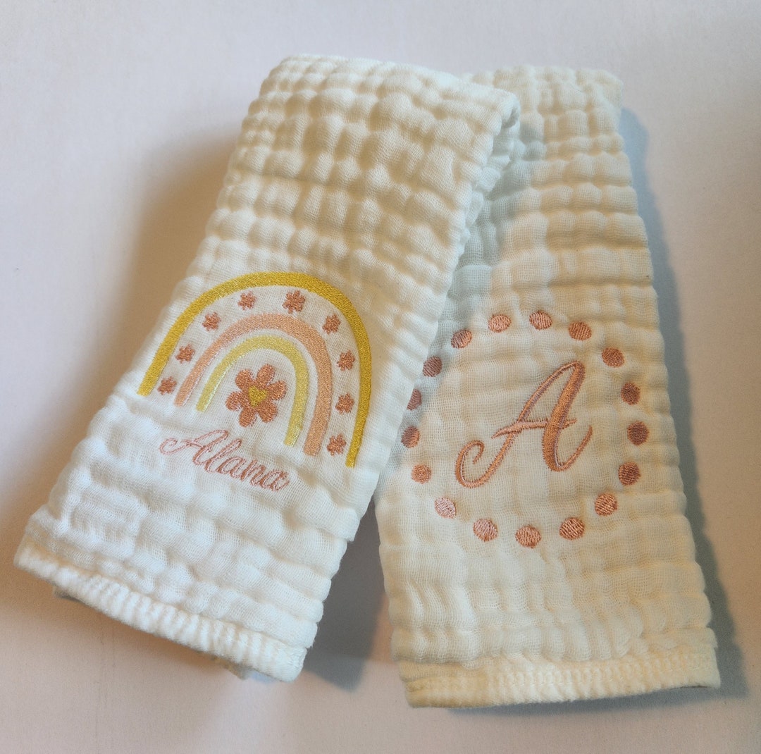 Personalized Baby Burp Cloths, Embroidered, Baby Girl, Rainbow and ...