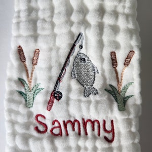 Fishing Personalized Baby Burp Cloths, Monogram, Embroidered, Baby Girl ...