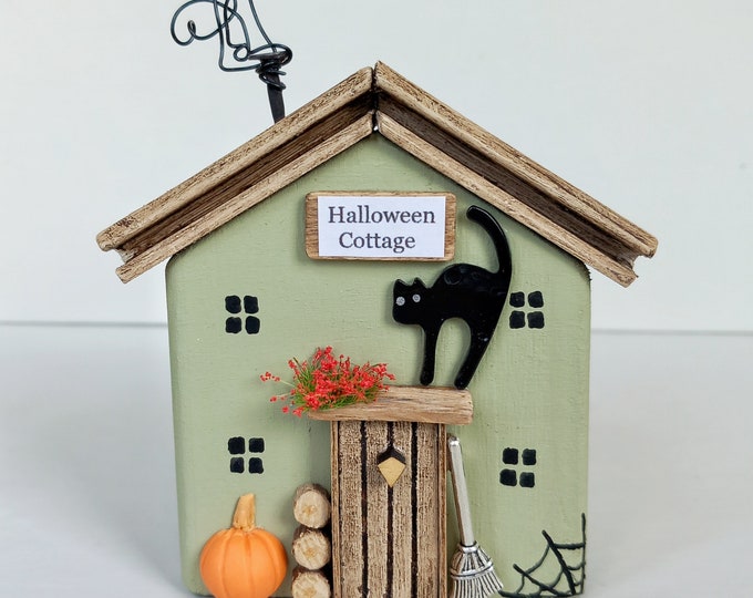 Halloween Cottage, Driftwood Cottage, Wooden House, Fall Decor, Autumn ...