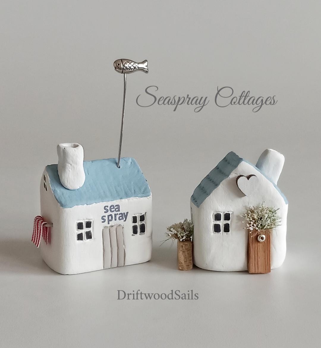 Miniature Clay Cottages, Seaside Houses With Driftwood - Etsy