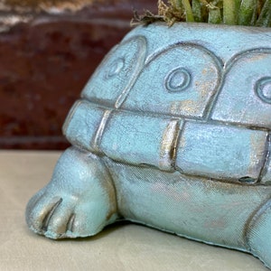 Mini Cement Planter With Drainage Turtle Flower Pot Animal Lover Modern ...