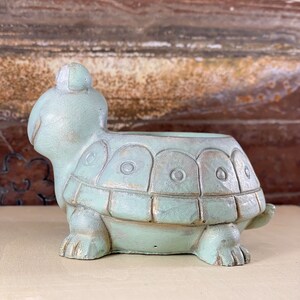 Mini Cement Planter With Drainage Turtle Flower Pot Animal Lover Modern ...