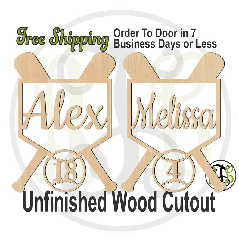 Bats and Home Plate Name & Number-60336nano Baseball Cutout - Etsy