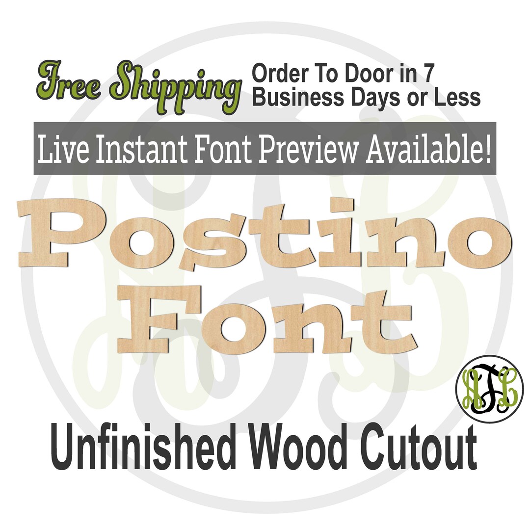 Postino Font Name / Word / Phrase- Block Alphabet Cutout, Unfinished ...