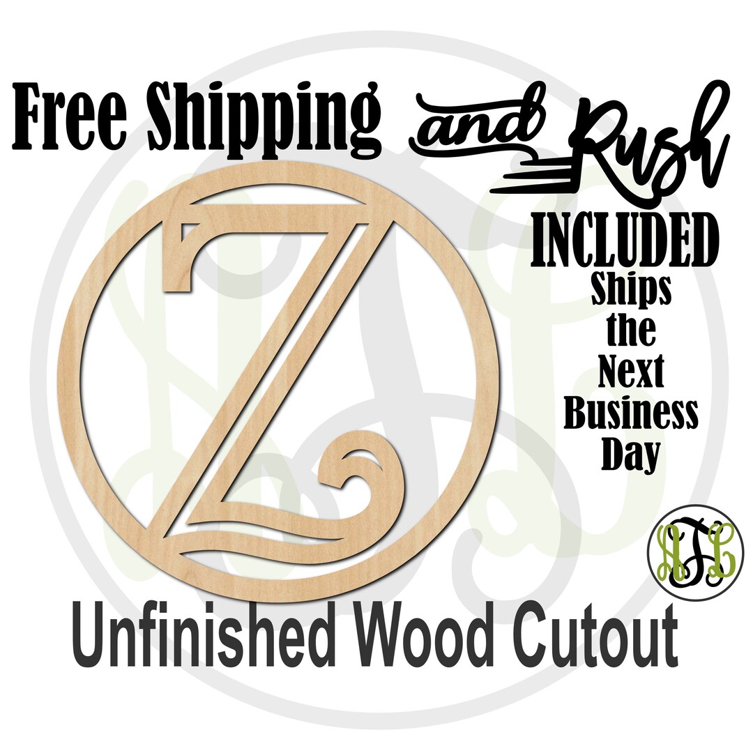 SPNF Font A-Z in Thin Circle Frame Wood Sign, Initial Door Hanger Sign ...