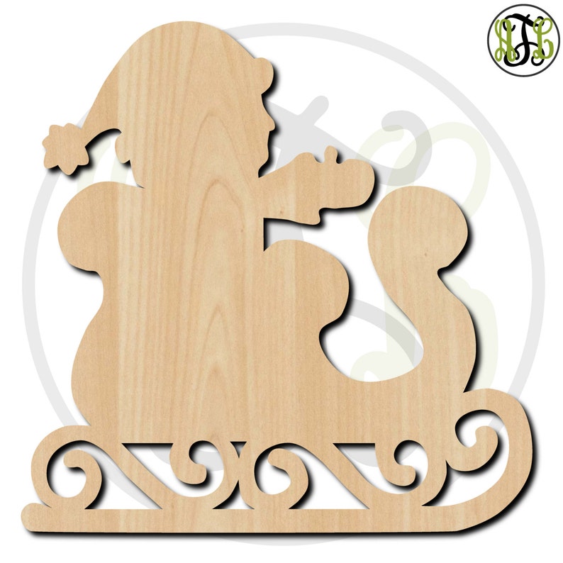 Santa in Sleigh - 180017- Christmas Cutout, Unfinished, Wood Cutout ...