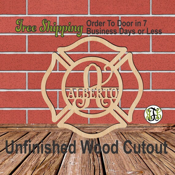 Fireman Badge Outline with Name and Initial 40028INP - Etsy France