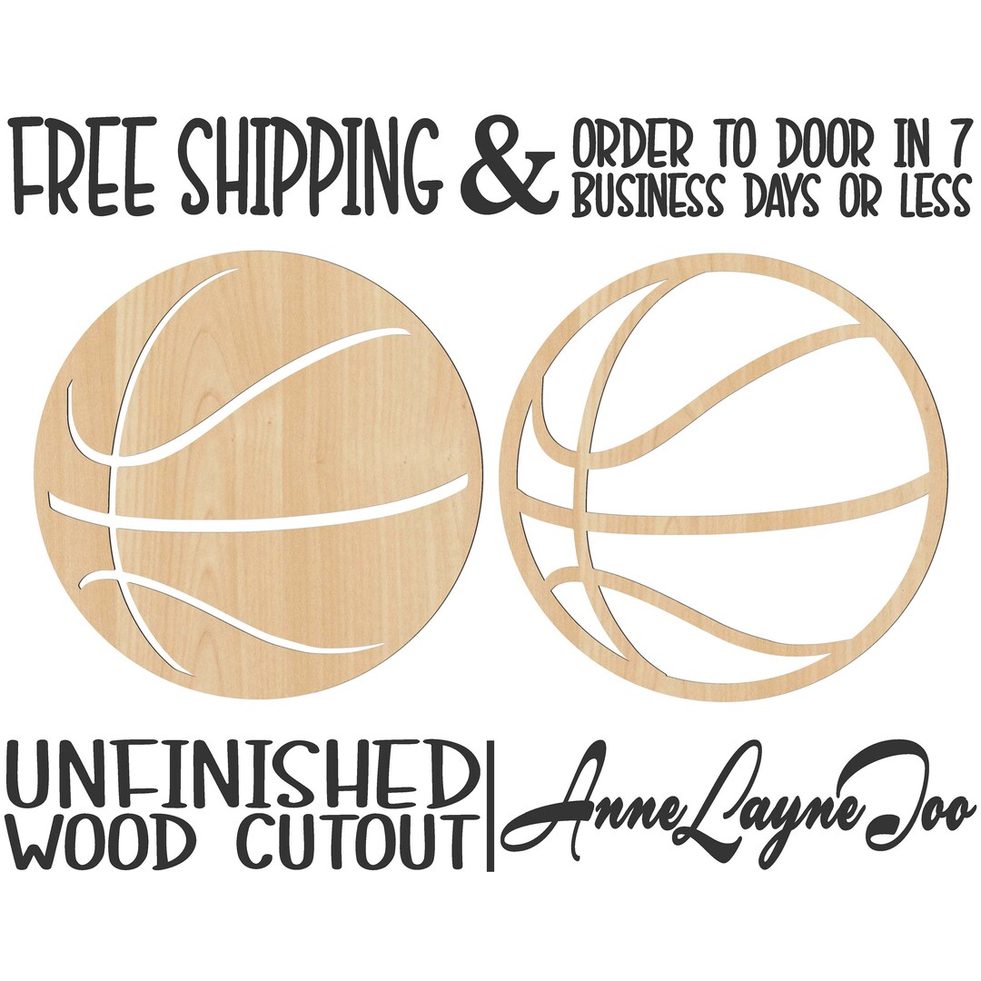 Basketball Solid or Outline Wood Cutout, Wooden Basketball, Basketball ...