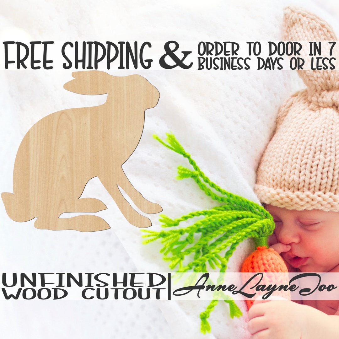 Wooden Hare Cutout, Wooden Hare Easter Cutout, Wooden Rabbit Door ...