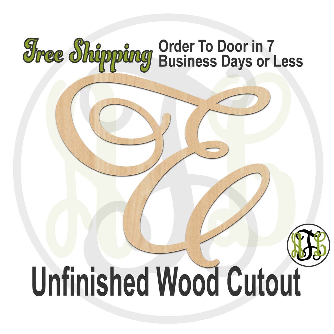 3/8 Thick BBP Unfinished PmBSA Upper Letters A-Z 410009 Cursive Letters ...