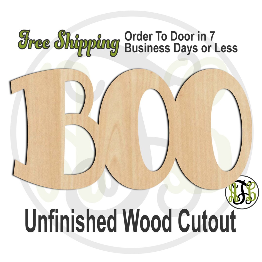 BOO 2 - 323001- Word Cutout, Unfinished, Wood Cutout, Wood Craft, Laser ...