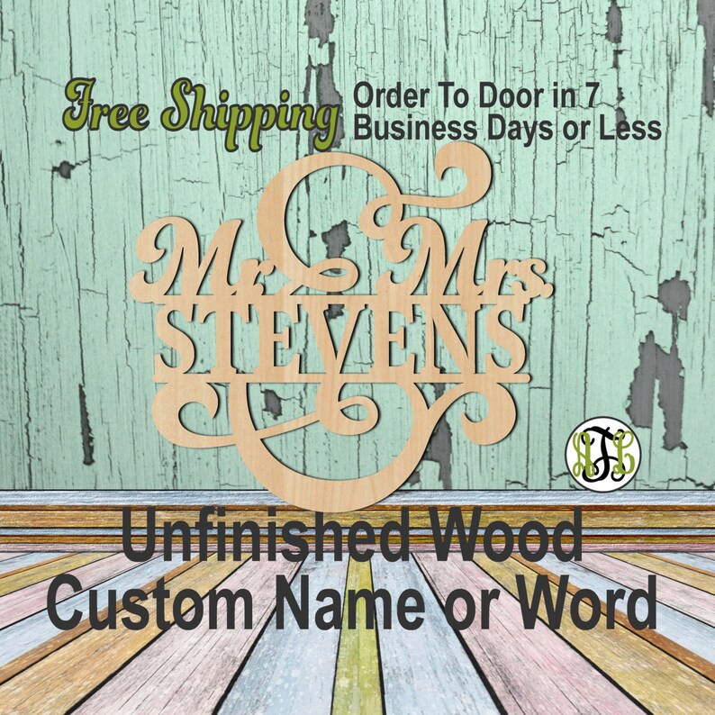 Mr. and Mrs. Name Plate 4- 320104- Personalized Cutout, Unfinished ...