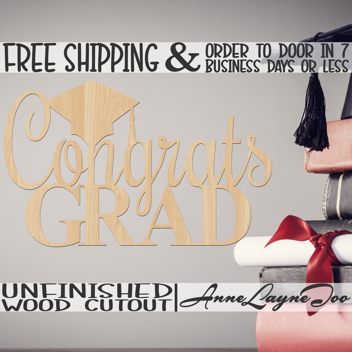 Congrats GRAD Wood Cutout, Graduation Sign, Graduation Celebration Sign ...