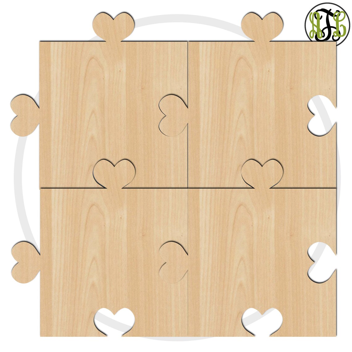 Interlocking Heart Puzzle Piece- 300157- Cutout, Unfinished, Wood ...