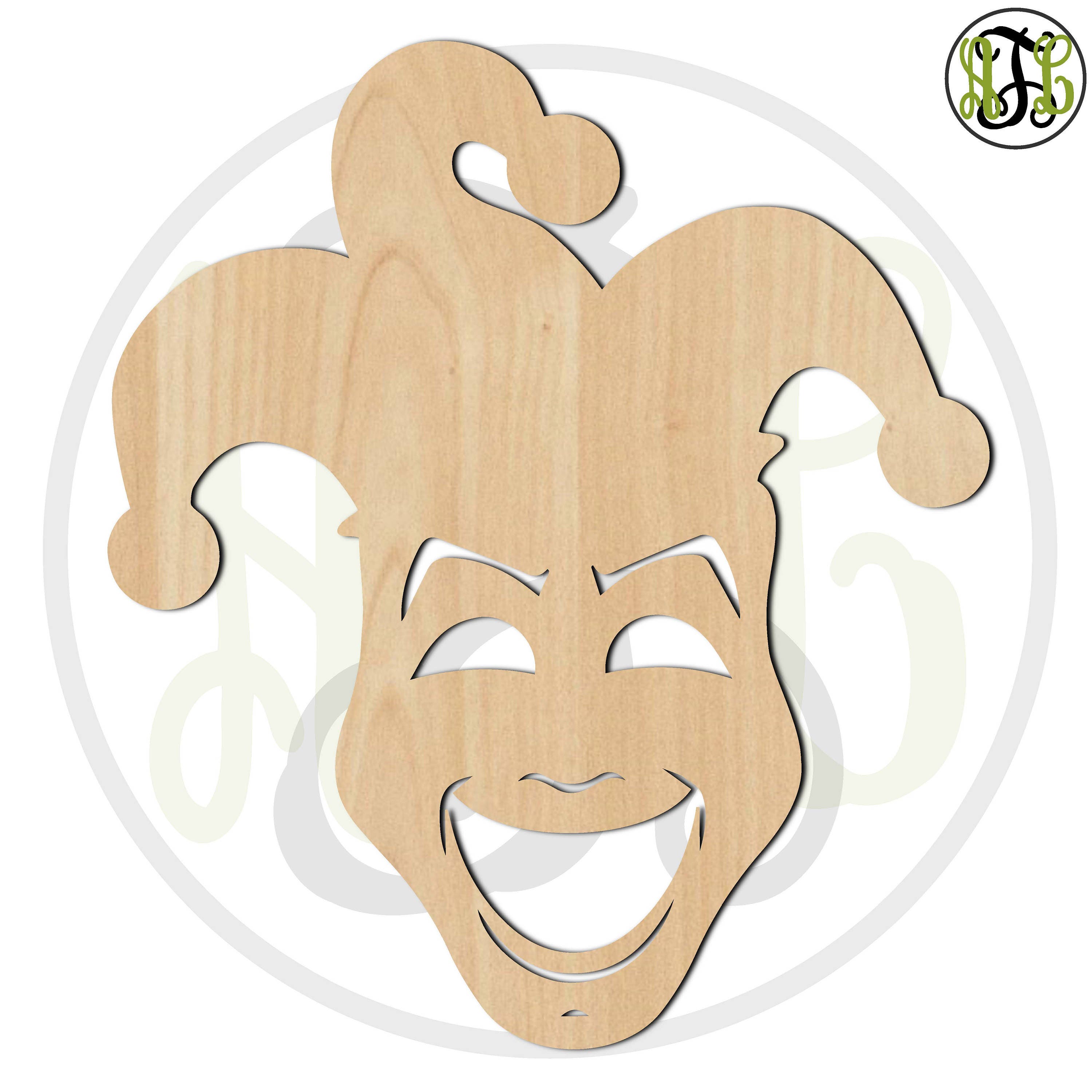 Happy Face With Jester Hat- 130015- Mardi Gras Cutout, Unfinished, Wood ...