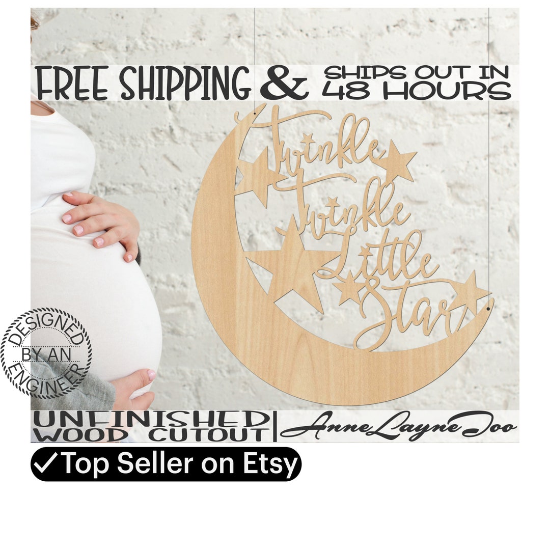 Twinkle Twinkle Little Star Wood Cutout, Nursery Cutout, Baby Shower ...