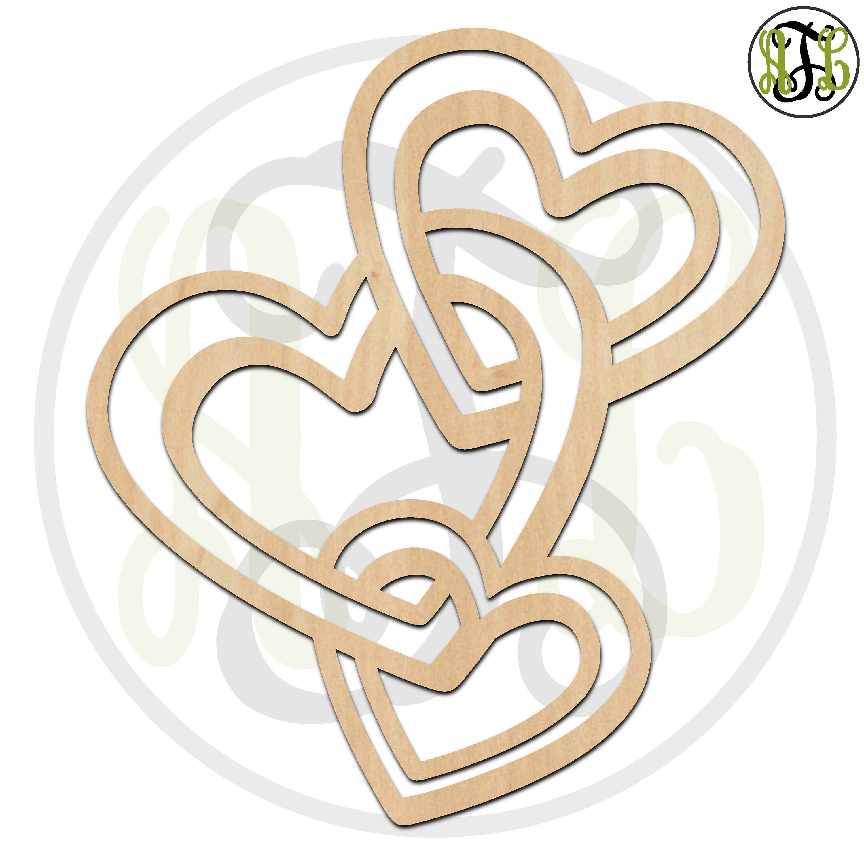Three Linked Hearts 110026 Valentine Cutout unfinished - Etsy España
