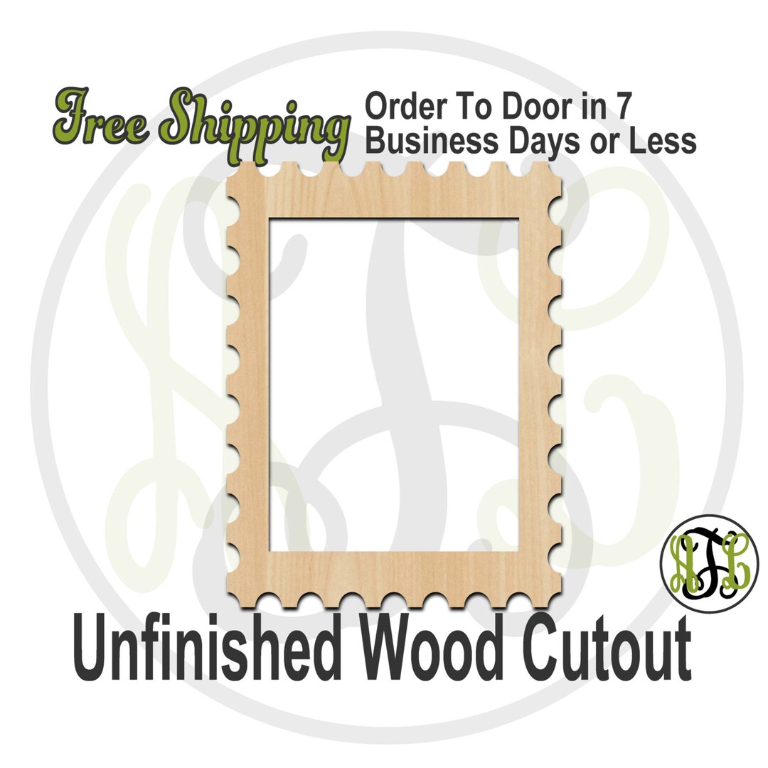Frame Postage Stamp - 360001- Empty Frame Cutout, Unfinished, Wood ...