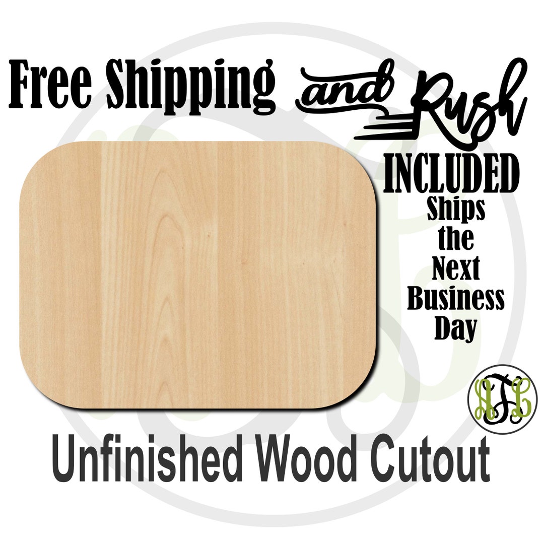 Plaque Rectangle Rounded - 40019- Cutout, Unfinished, Wood Cutout ...