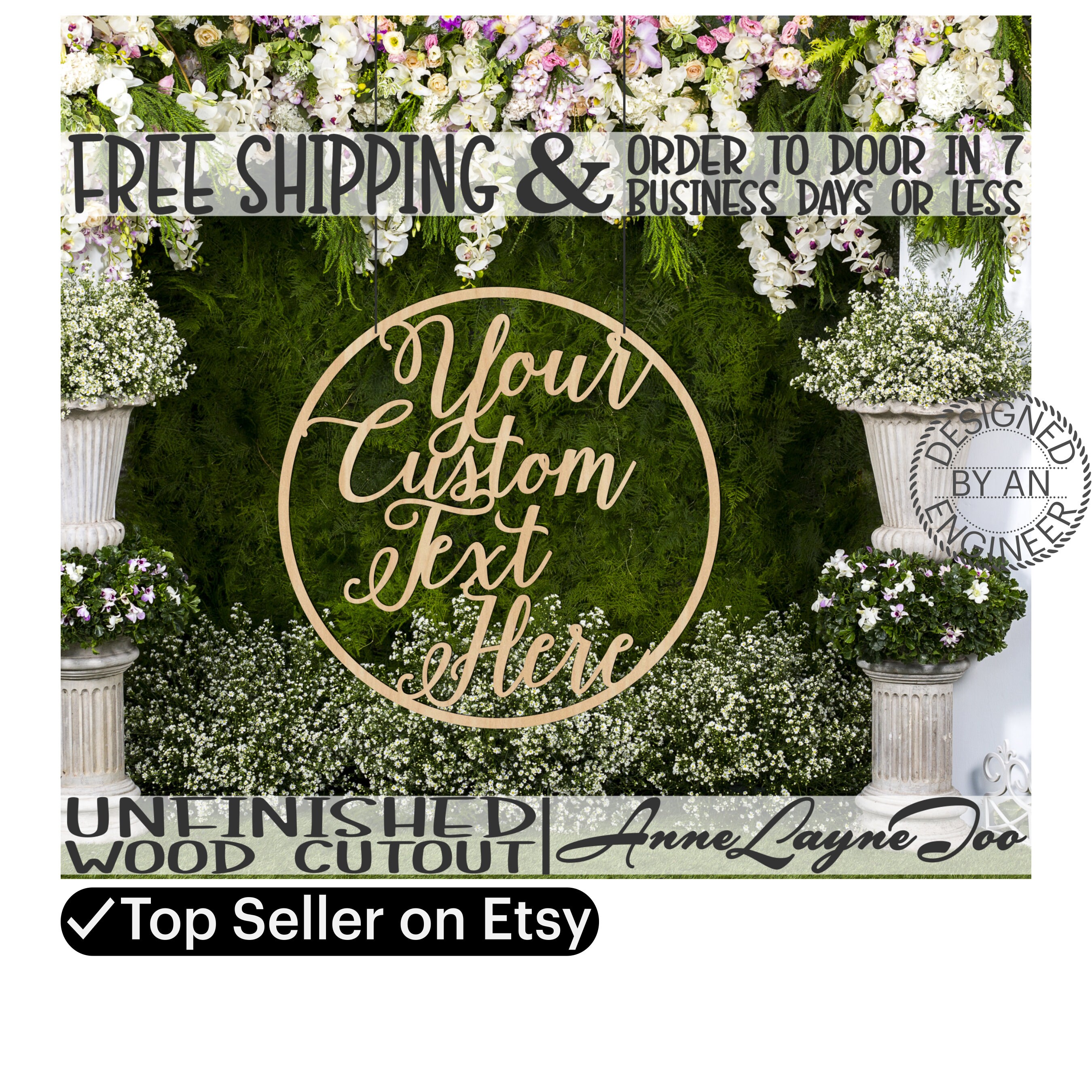 Custom Circle Frame Wood Cutout Sign Event Cut Out Door | Etsy