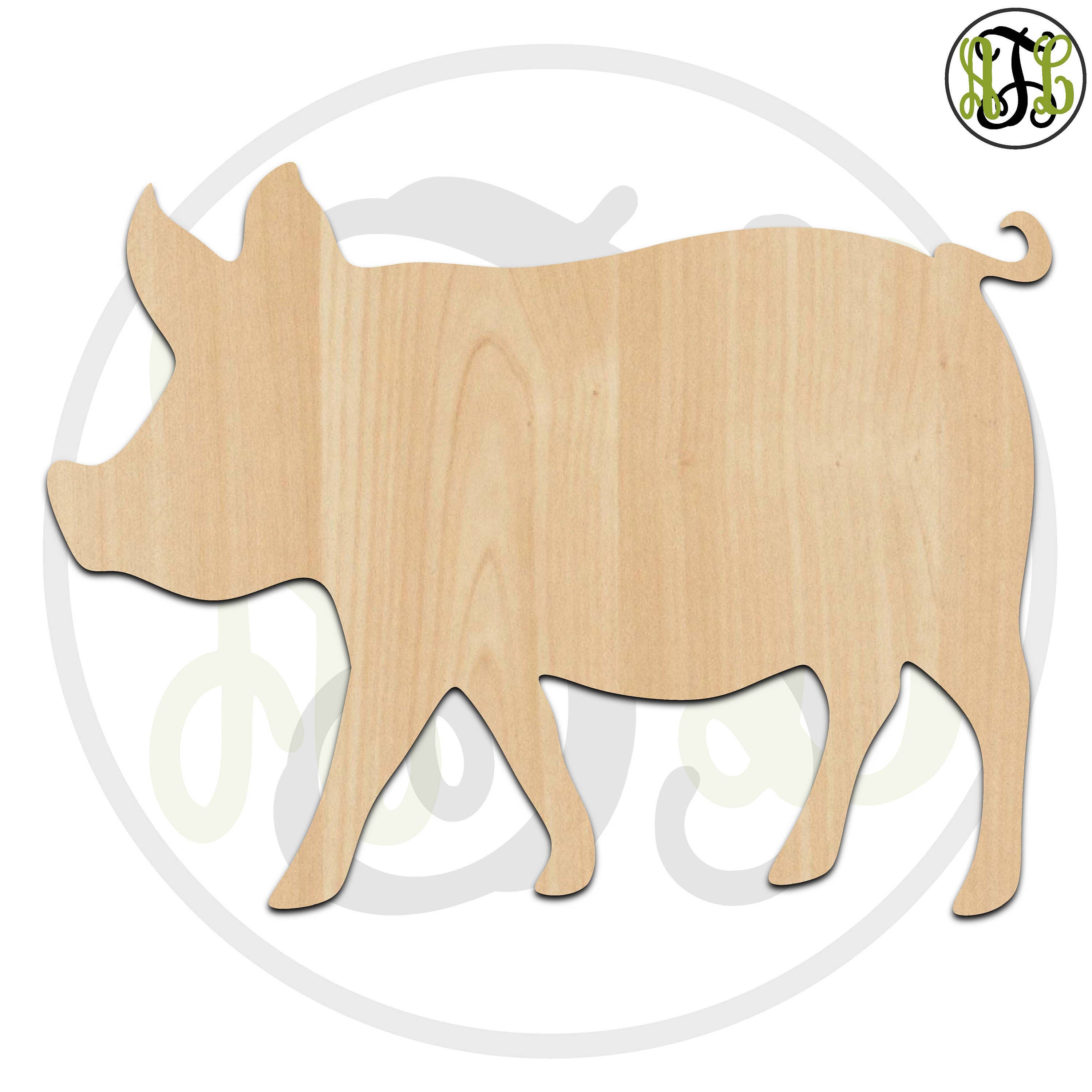 Pig 2 - 230094- Animal Cutout, Unfinished, Wood Cutout, Wood Craft ...