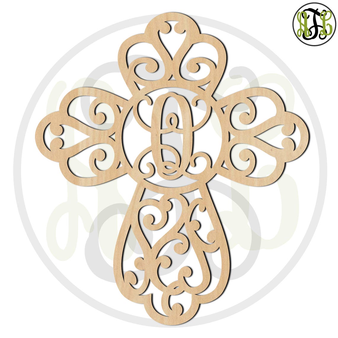 Scroll Cross Monogram 290037M1 Personalized Cutout - Etsy