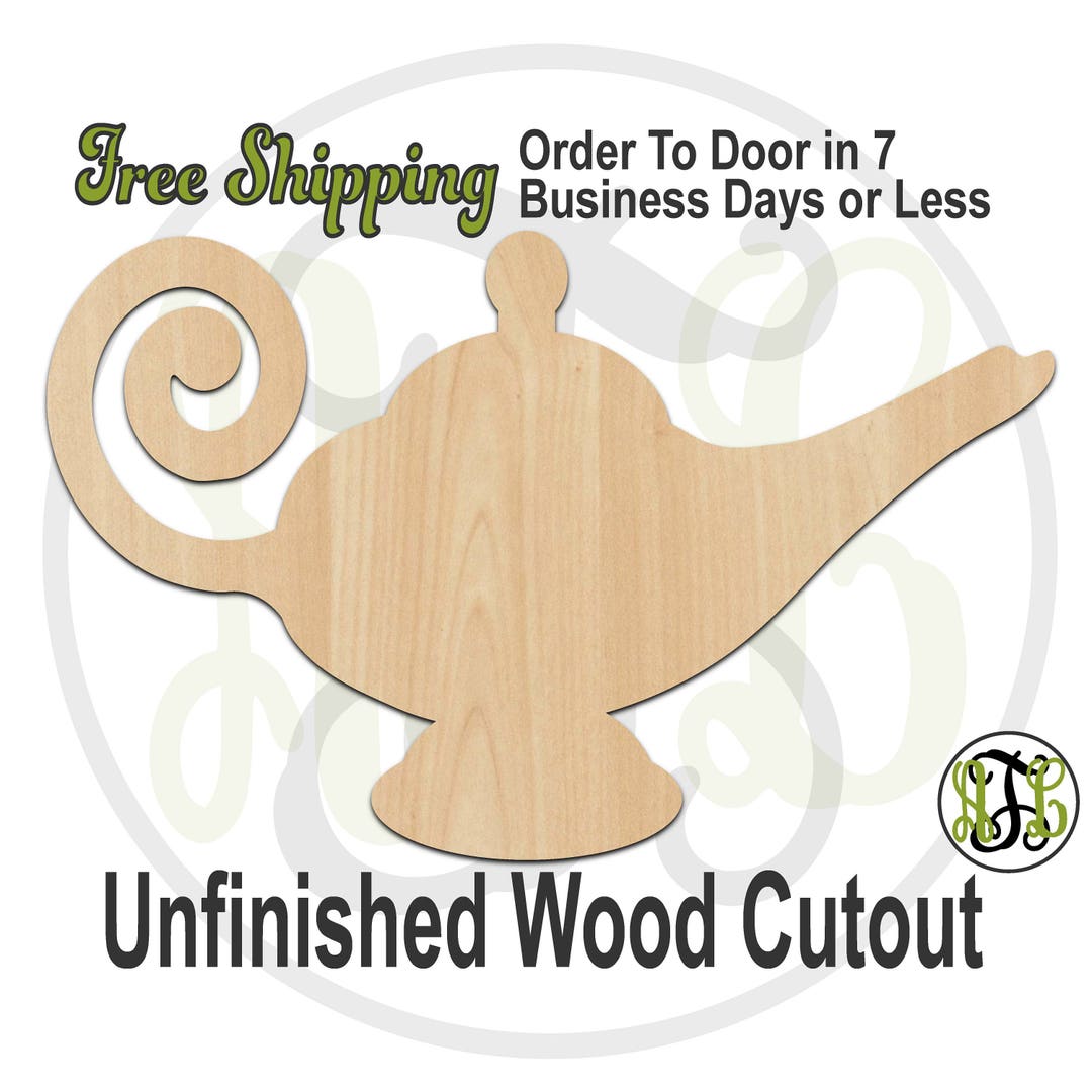 Genie Lamp - 300166- Magic Lamp Cutout, Unfinished, Wood Cutout, Wood ...