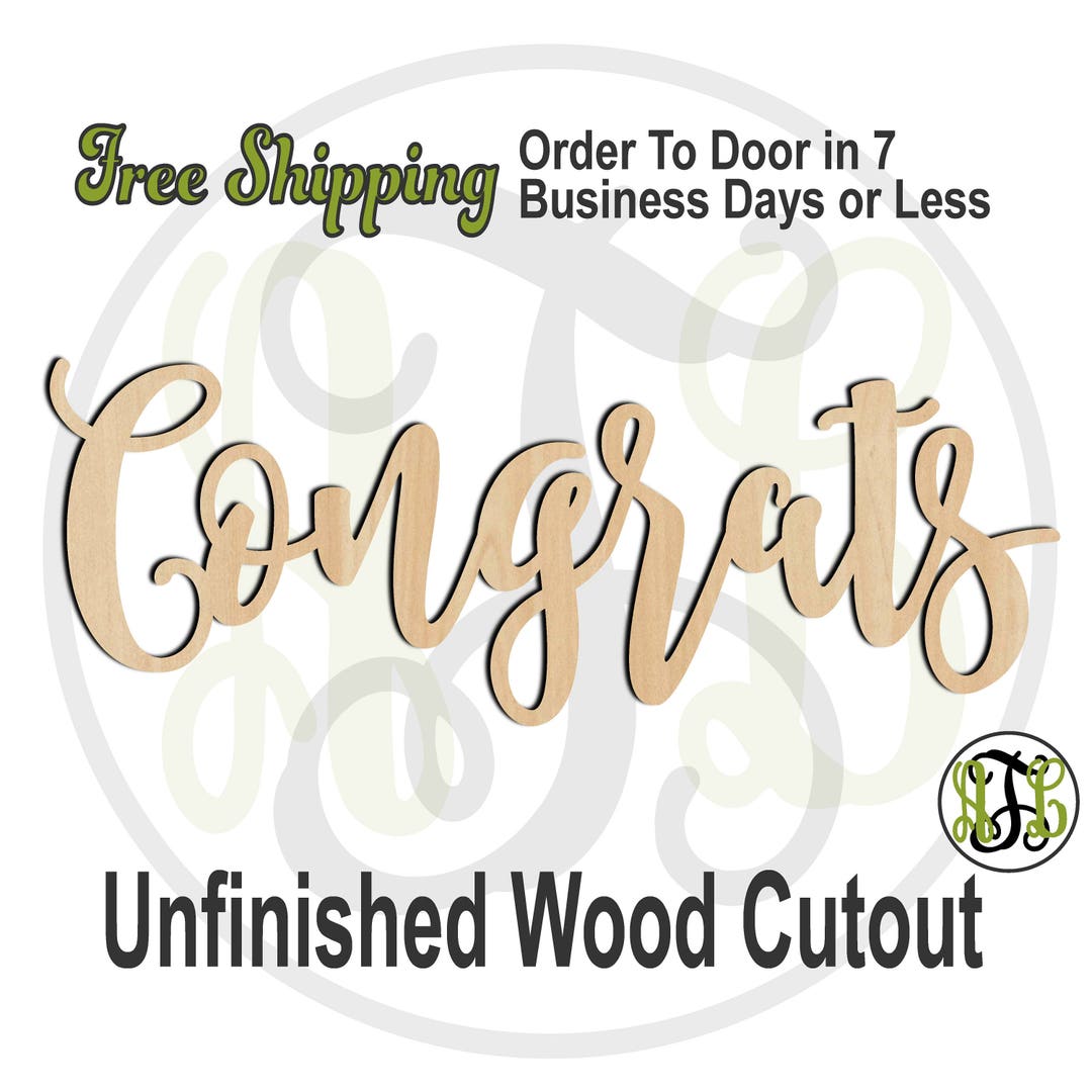 Congrats - 320282frft- Word Cutout, Unfinished, Wood Cutout, Wood Craft ...