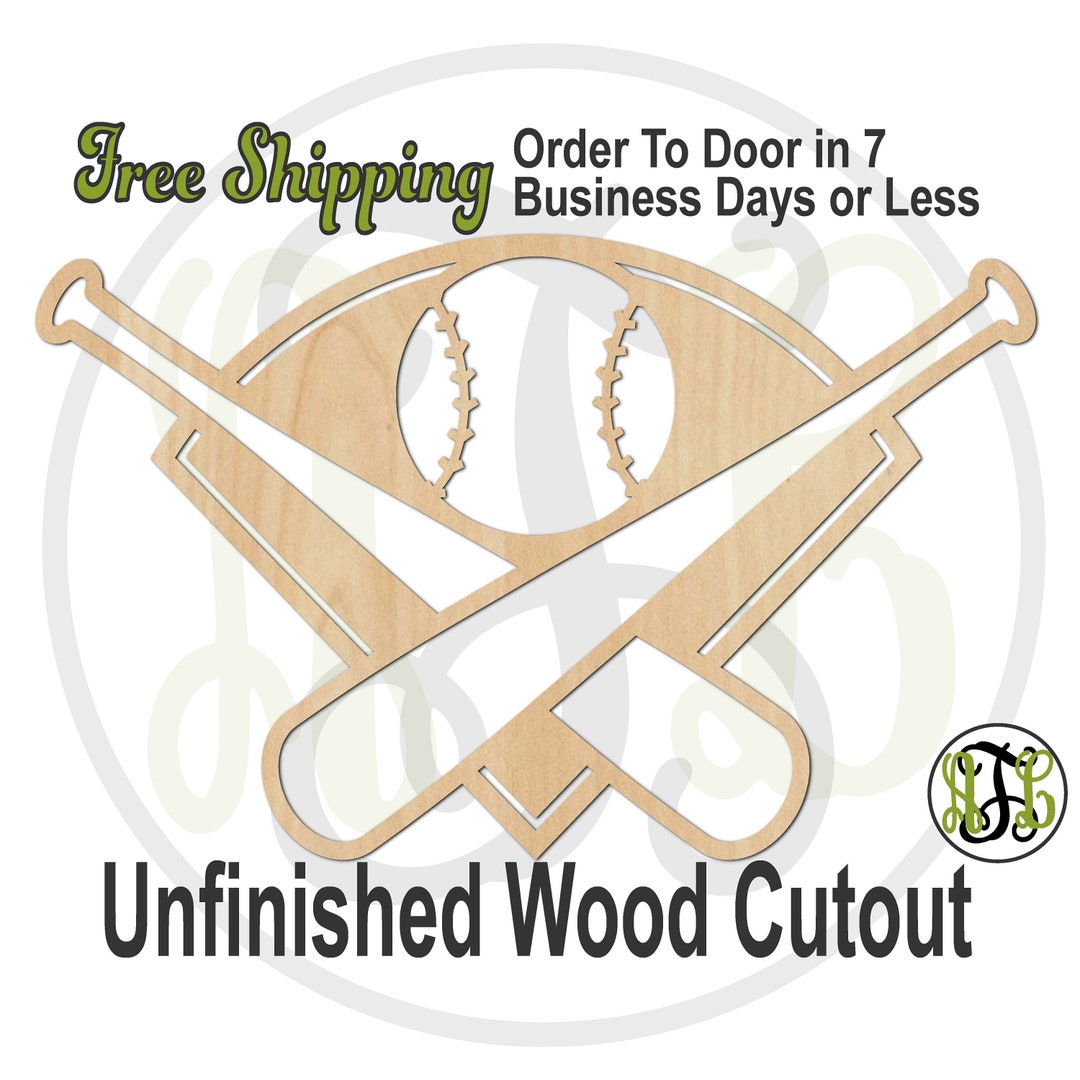 Bats Ball and Field -60337- Baseball Cutout, Unfinished, Wood Cutout ...