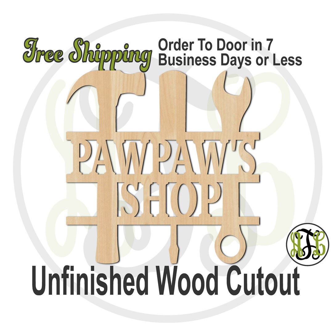 Tools Name Plate - 990010NASHOP- Tools Cutout, Unfinished, Wood Cutout ...