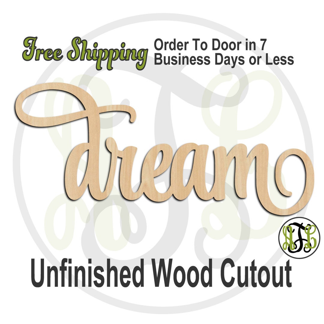 Dream - 320017sst- Word Cutout, Unfinished, Wood Cutout, Wood Craft ...